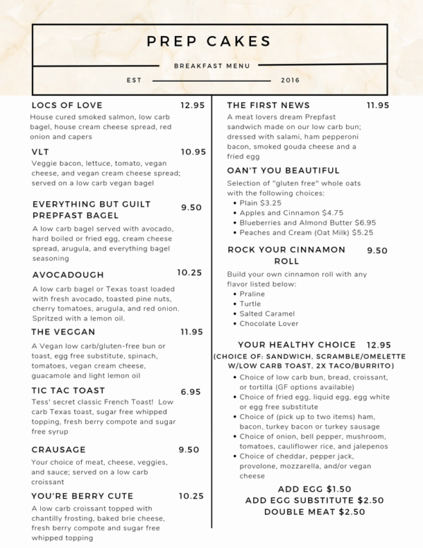 Nutritional Information – Prep Cakes Bakery | Guiltless desserts in ...